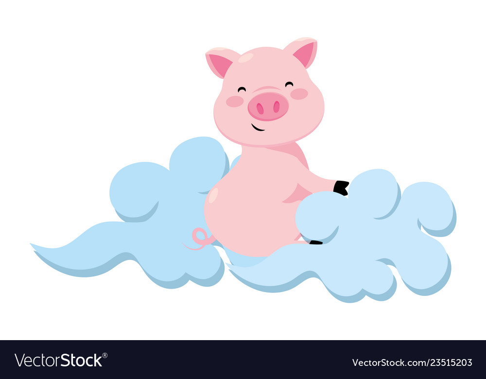 Pig with clouds Royalty Free Vector Image - VectorStock