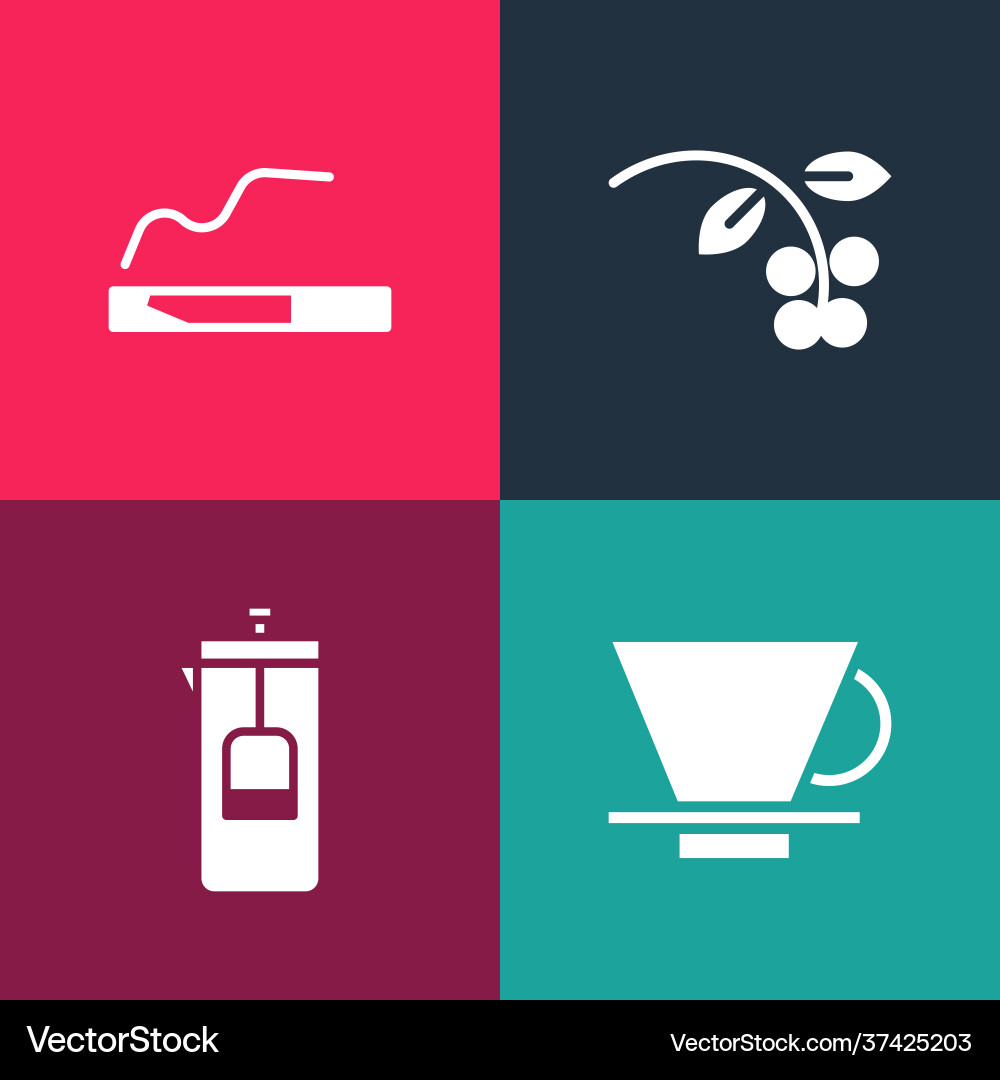 Set pop art v60 coffee maker french press Vector Image