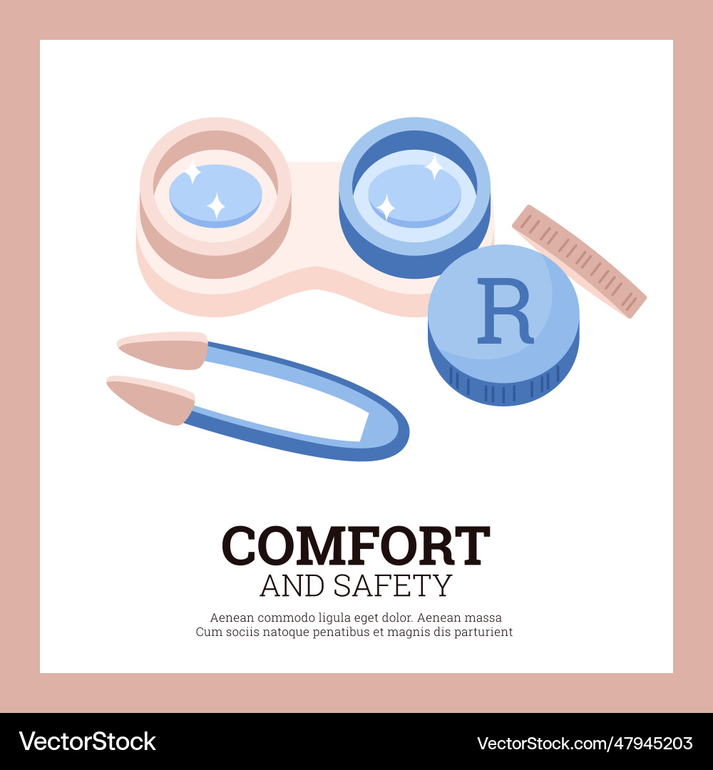 Squared banner with contact lenses in special Vector Image