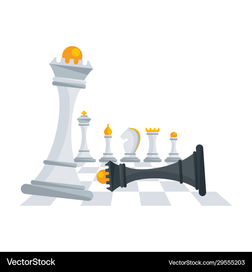 Victory white chess queen over black concept Vector Image