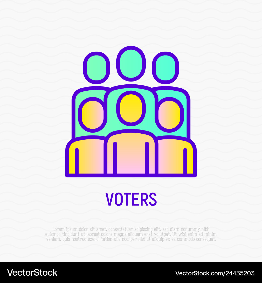 Voters group of people thin line icon Royalty Free Vector