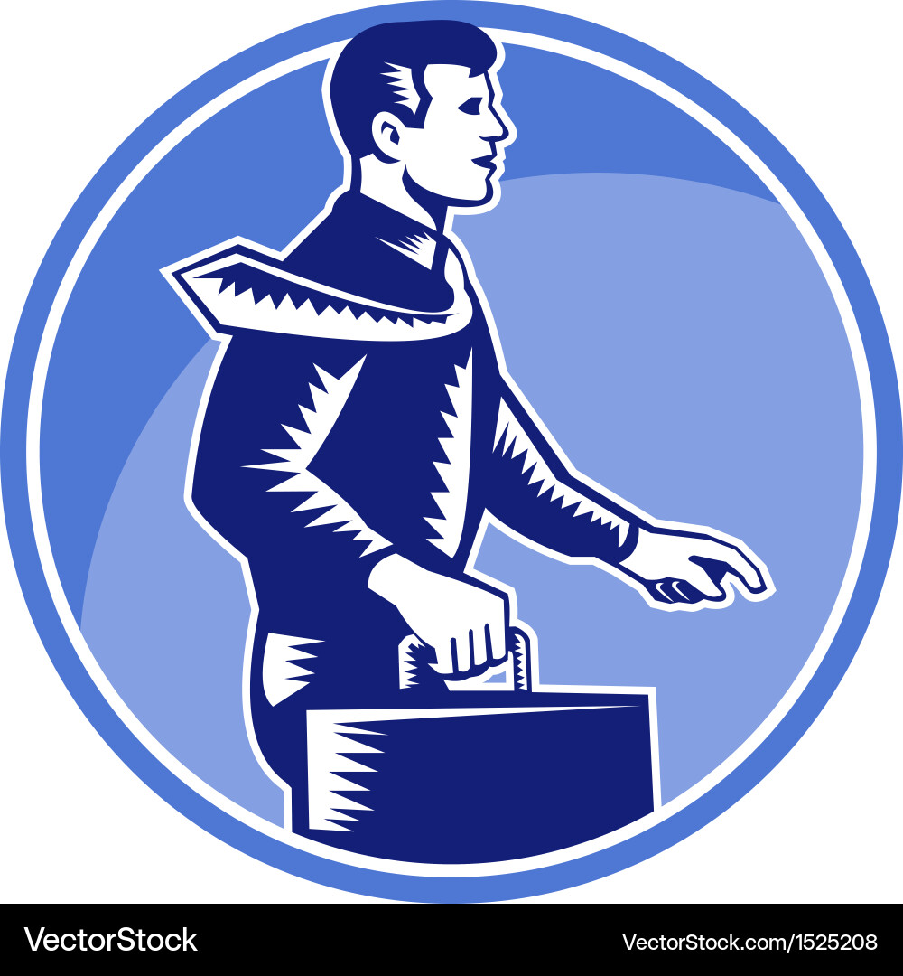 Businessman carry attache case walking side Vector Image