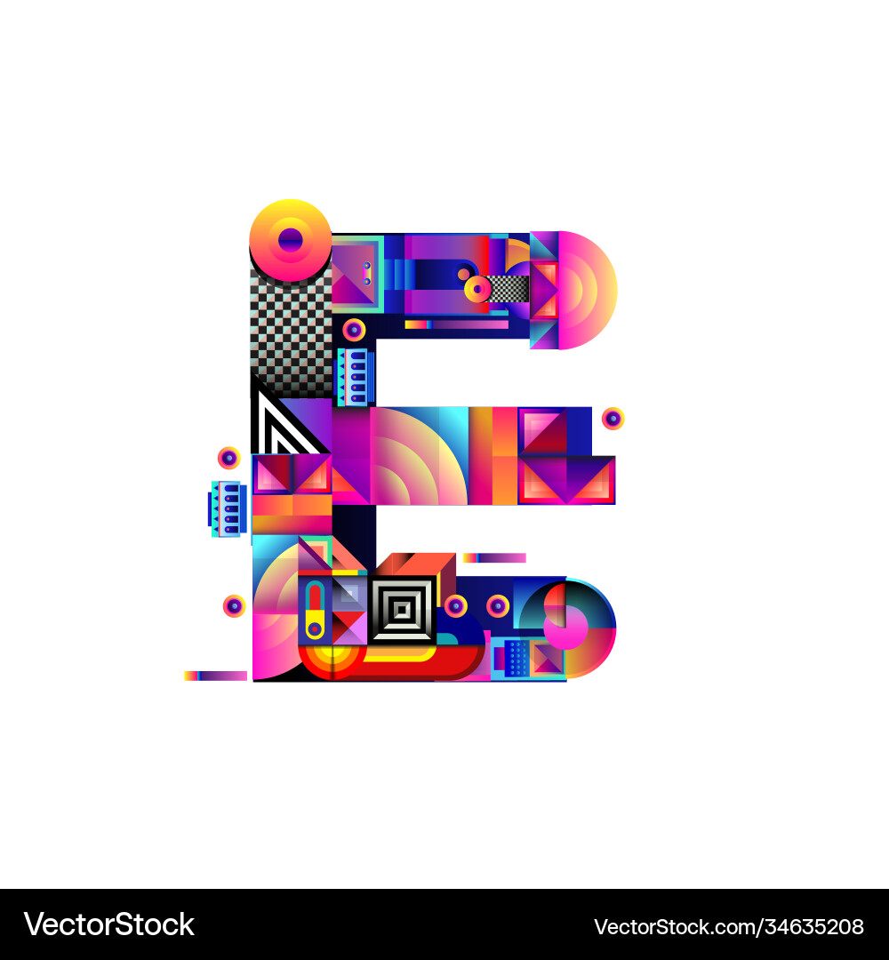 Colorful alphabet font letter e for logo Vector Image
