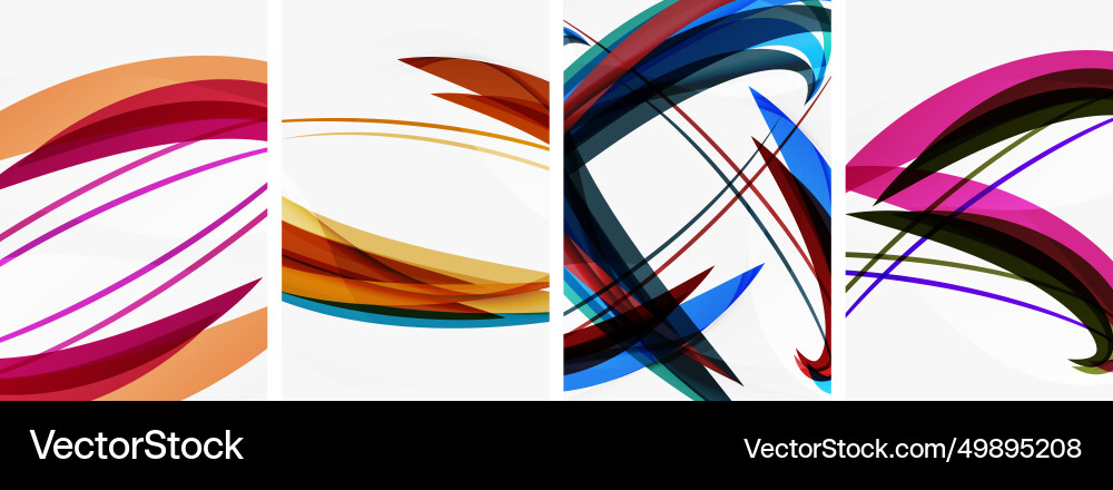 Colorful wave lines poster set for wallpaper Vector Image