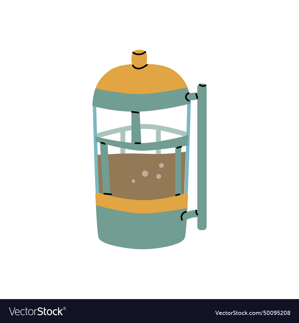 Glass Coffee Maker In Cartoon Hand Drawn Style Vector Image