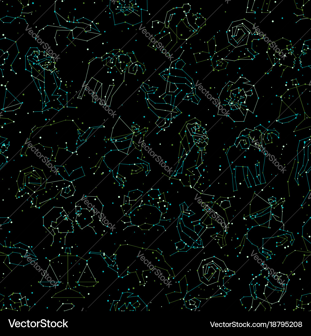 Horoscope seamless pattern all zodiac signs in Vector Image