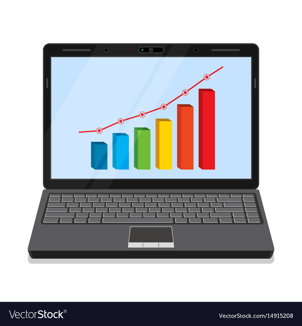 Monitor with business graph Royalty Free Vector Image