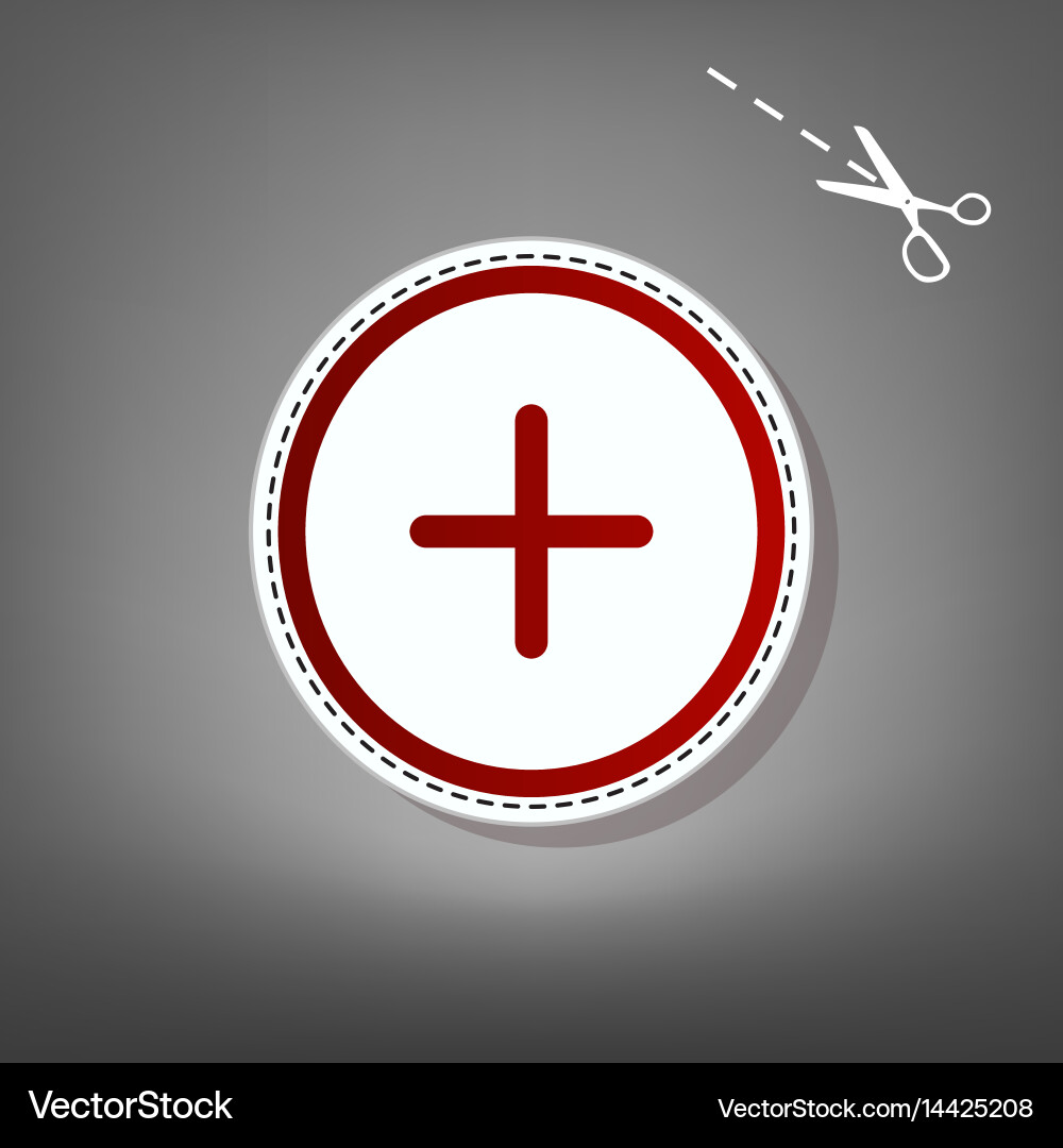 Positive symbol plus sign red icon Royalty Free Vector Image