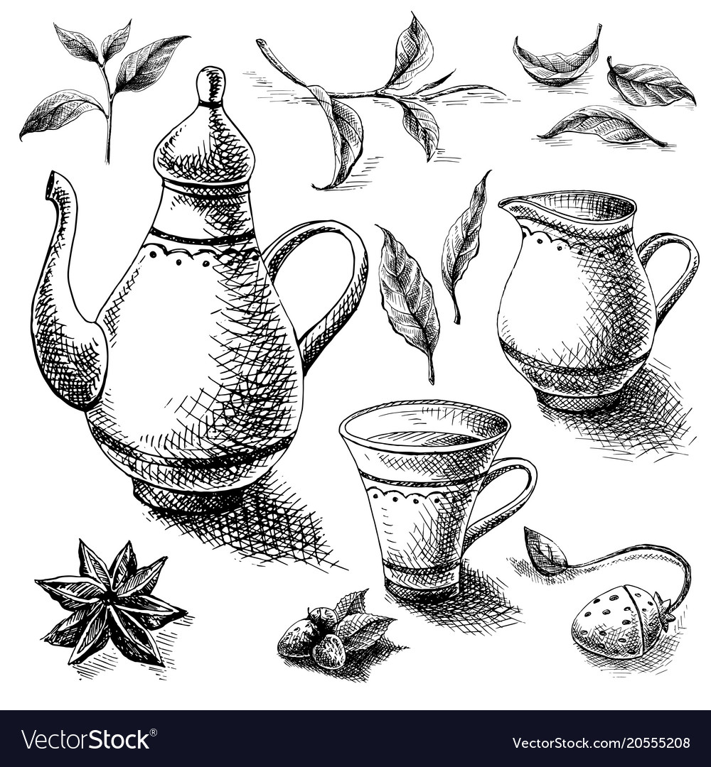 Tea collection elements Royalty Free Vector Image