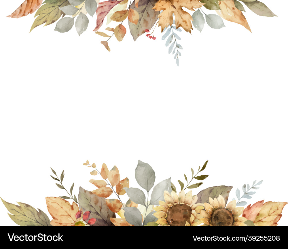 Watercolor fall banner with sunflower Royalty Free Vector