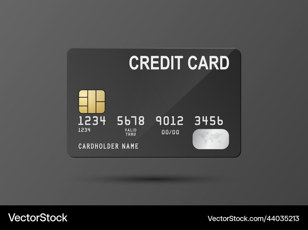 3d realistic black credit card isolated Royalty Free Vector
