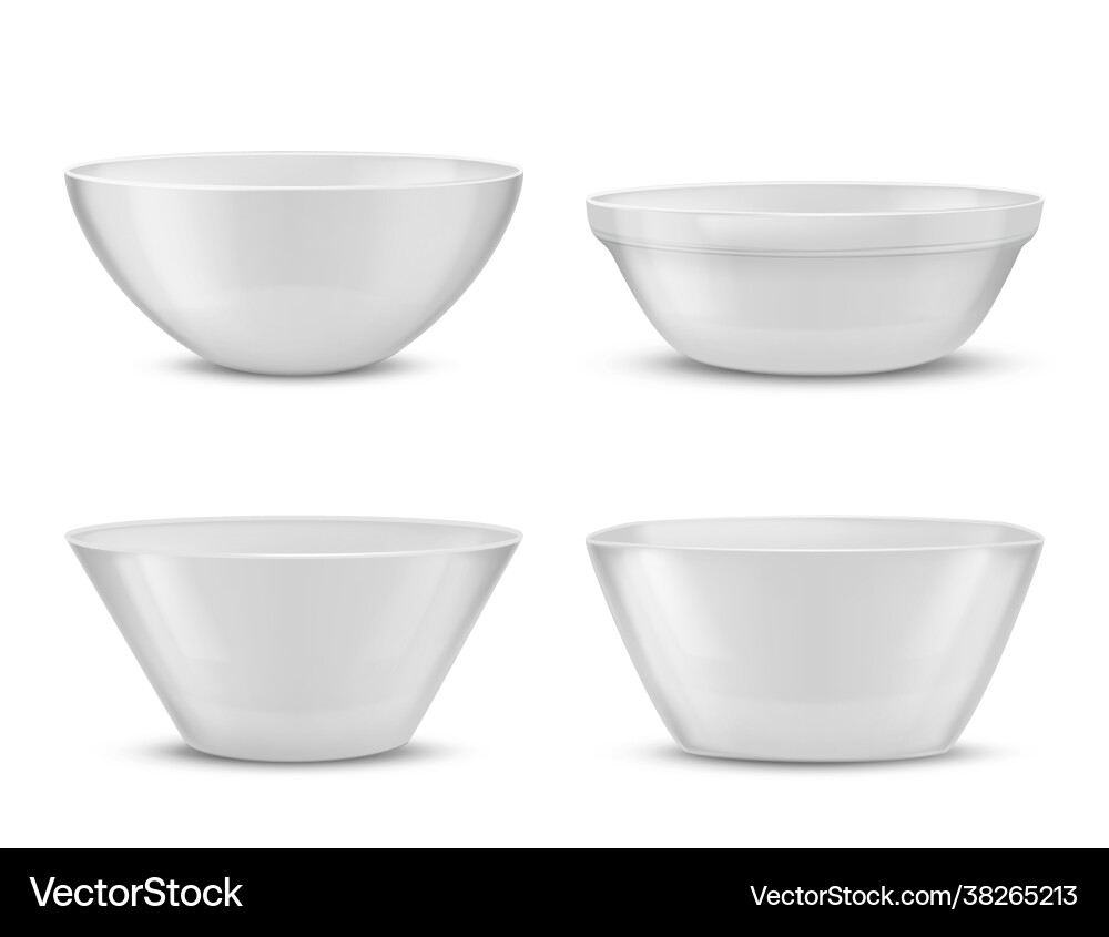 3d realistic porcelain tableware glass dishes Vector Image