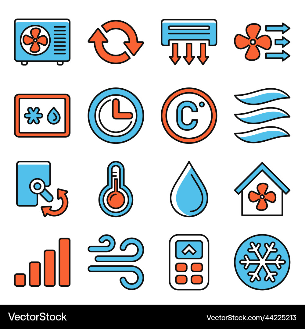 Air conditioning icons set on white background Vector Image