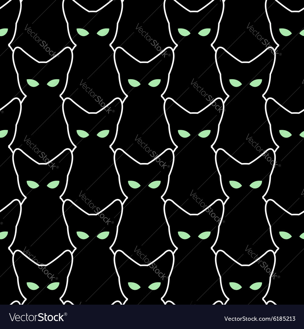 Black Cat Seamless Pattern Royalty Free Vector Image