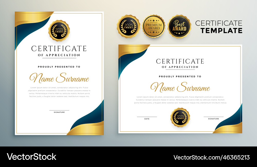 Certificate award template for multipurpose use Vector Image