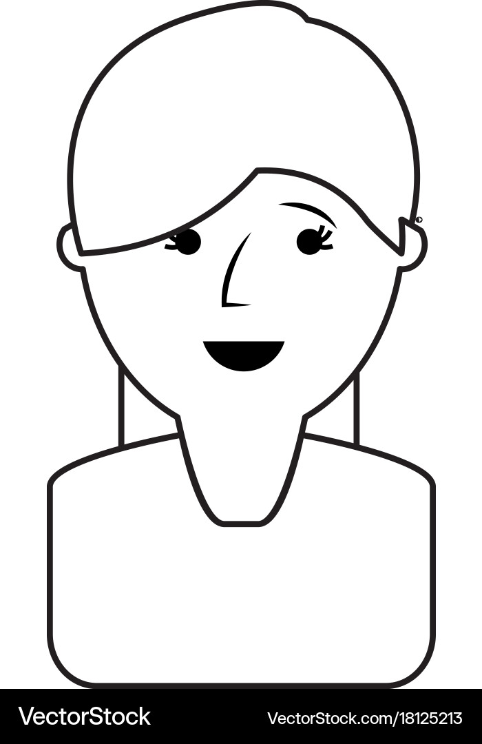 Flat line uncolored woman doodle over white Vector Image