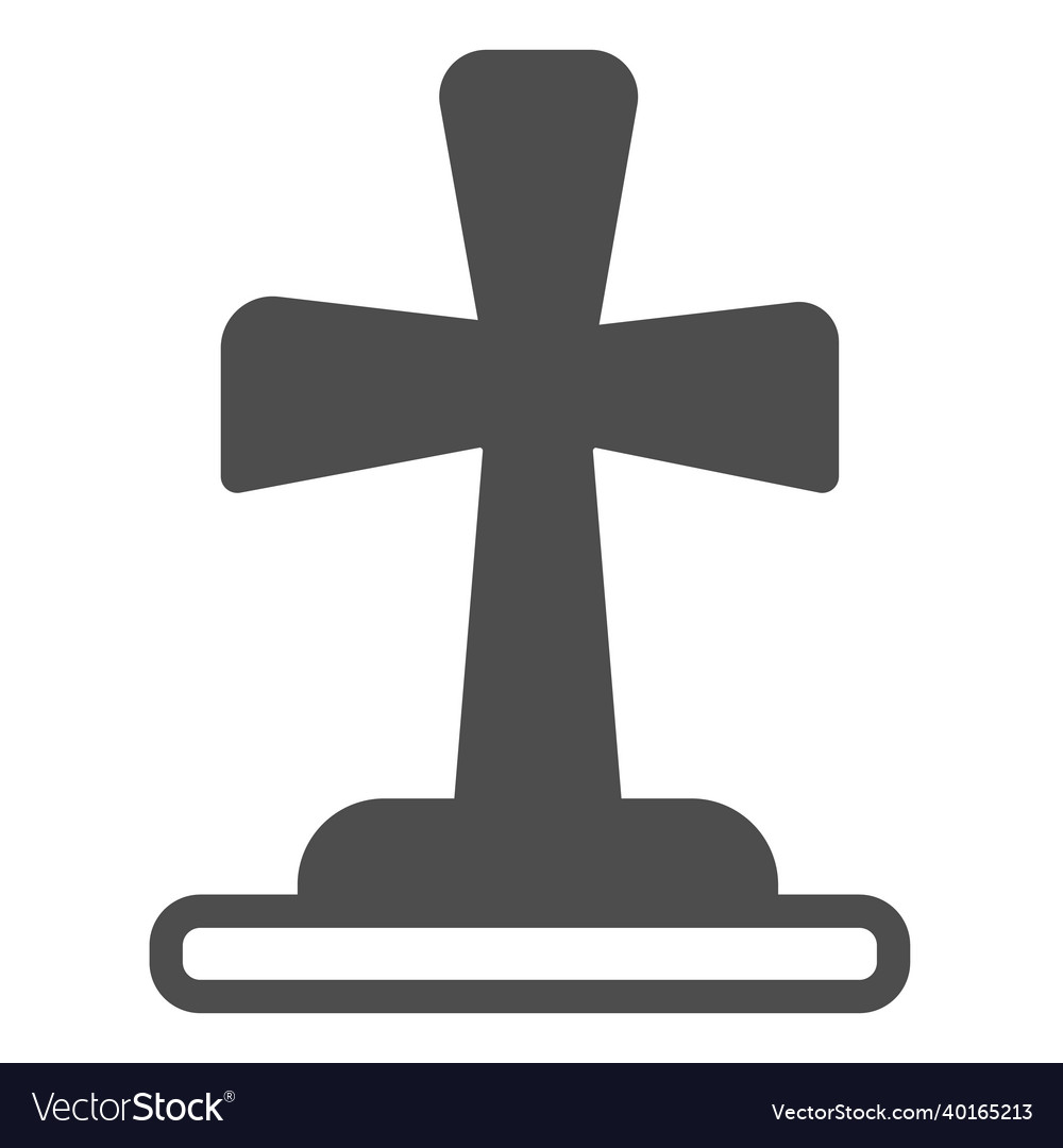 Grave Cross Tombstone Halloween Cemetery Solid Vector Image