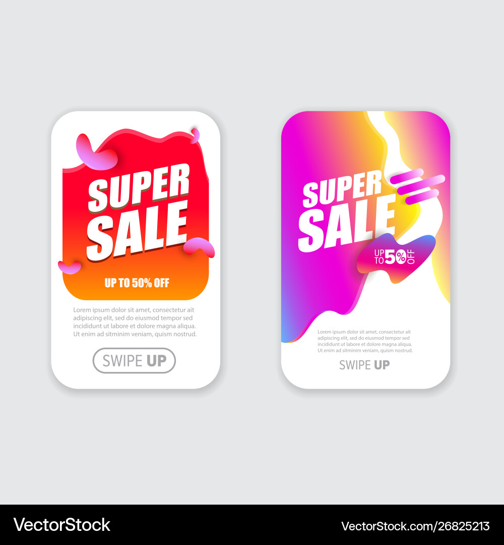 Modern liquid mobile sale banners set hot Vector Image