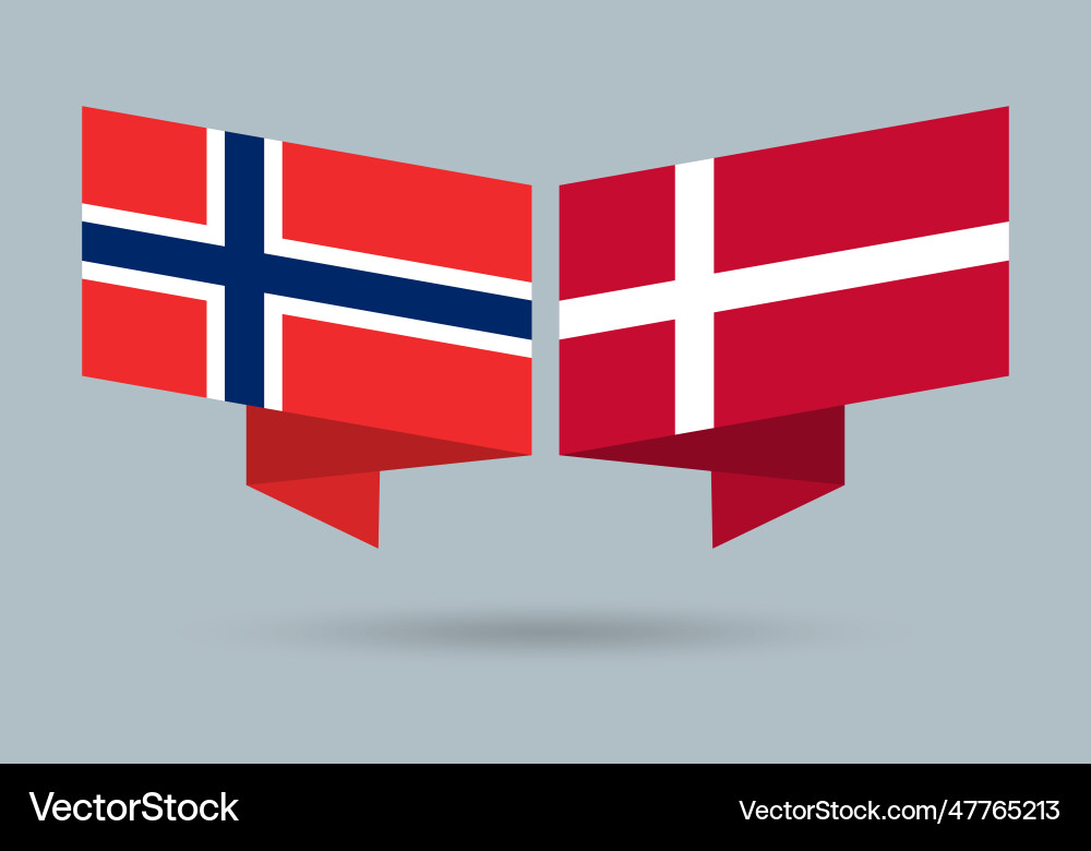 Norway and denmark flags norwegian and danish Vector Image