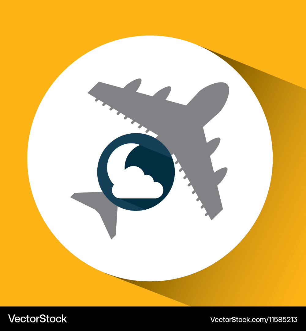 Plane travel weather forecast moon cloud icon Vector Image