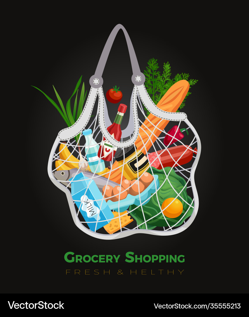 String bag grocery composition Royalty Free Vector Image