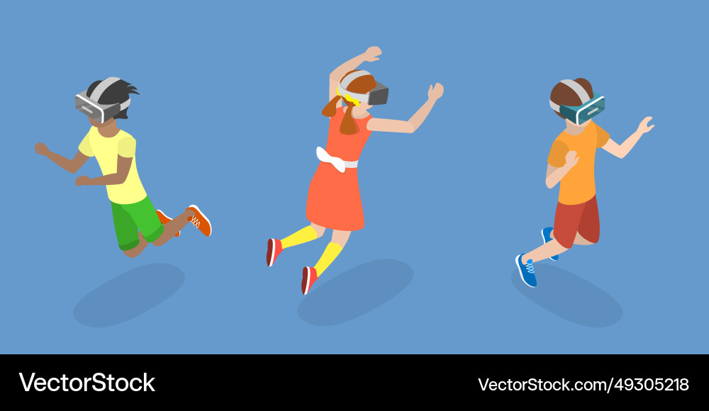 3d isometric flat of kids Royalty Free Vector Image