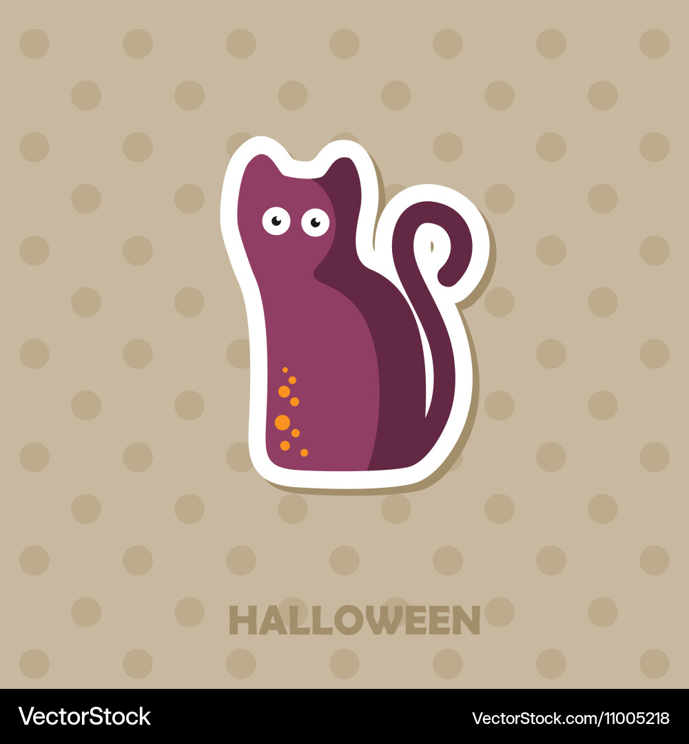 Black cat icon halloween sticker Royalty Free Vector Image
