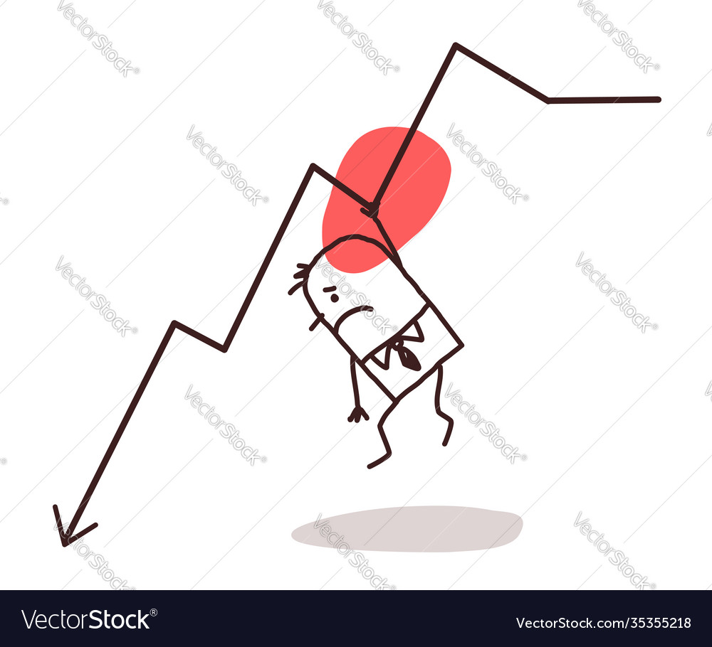 Businessman and line down Royalty Free Vector Image