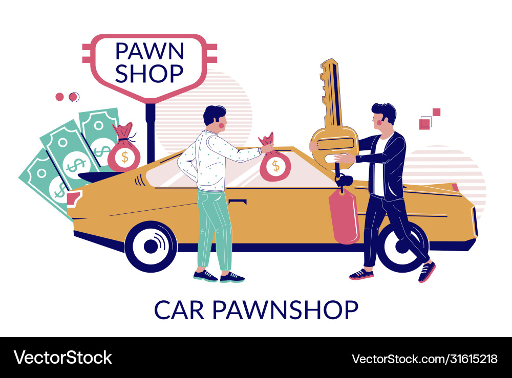 Car pawnshop flat style design Royalty Free Vector Image