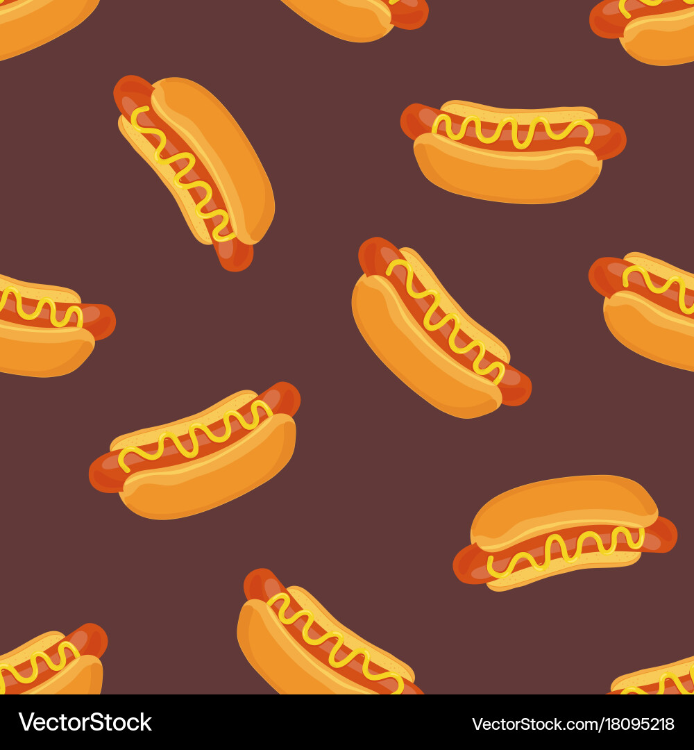 Delicious Hot Dog Pattern Royalty Free Vector Image