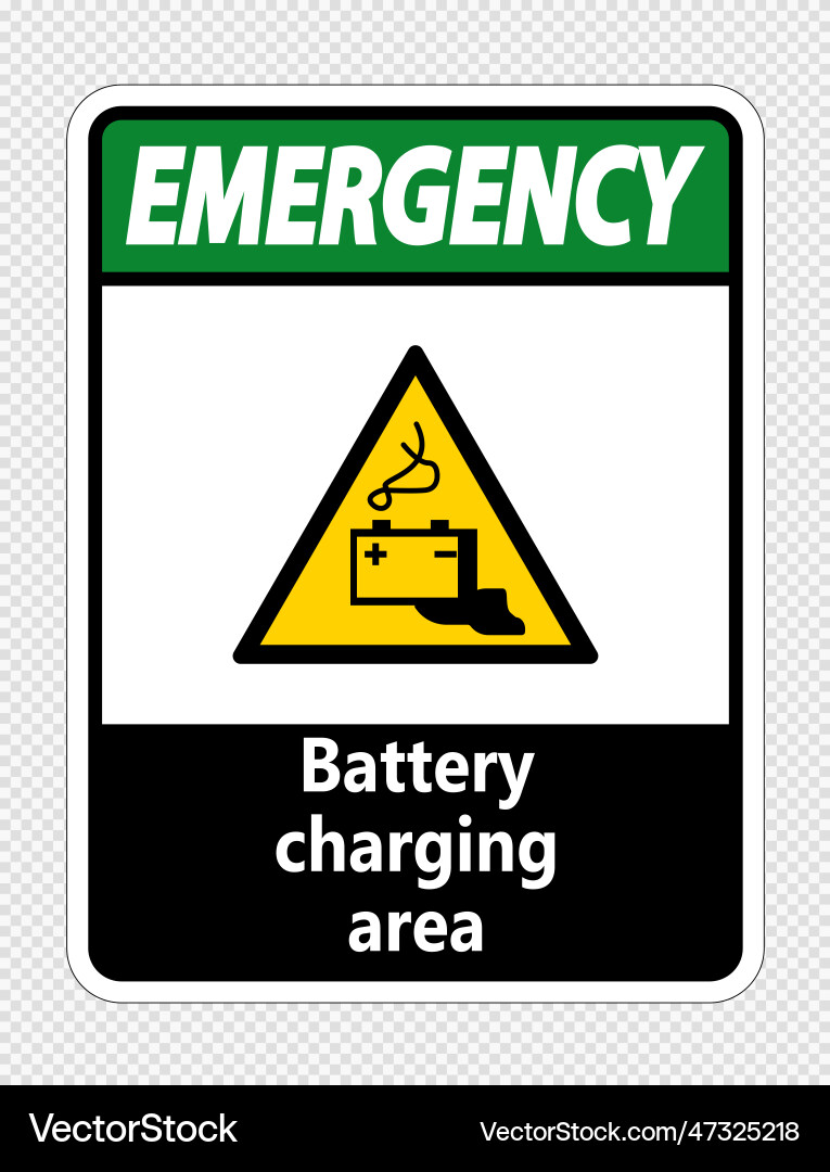 Emergency battery charging area sign Royalty Free Vector
