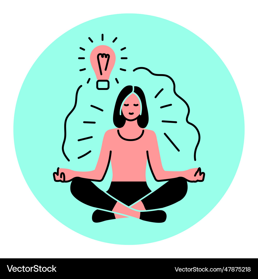 Focused meditation black line icon balance Vector Image
