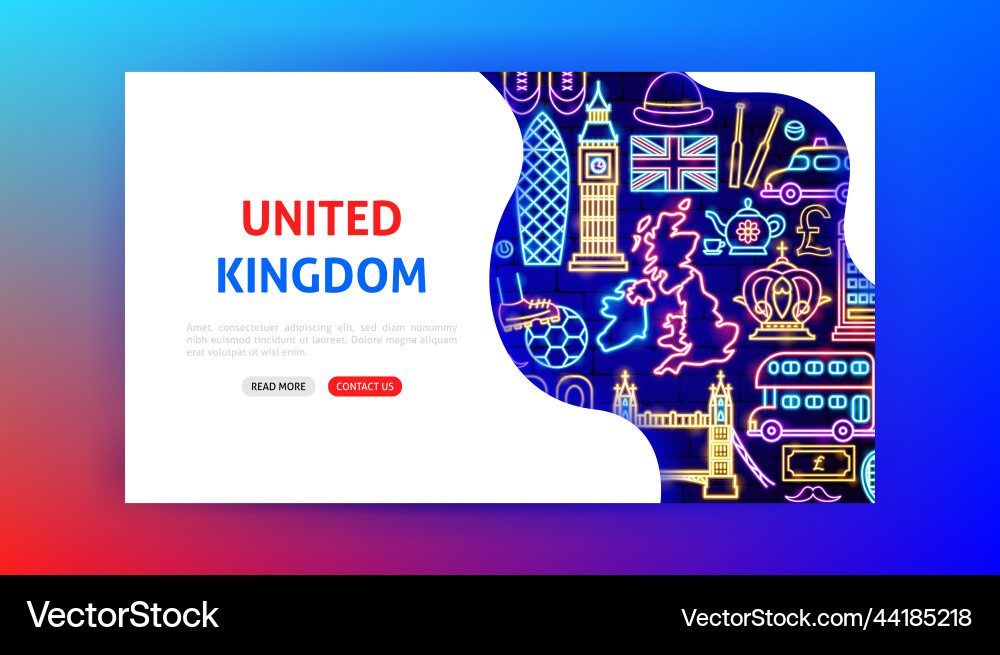 Great britain neon landing page Royalty Free Vector Image