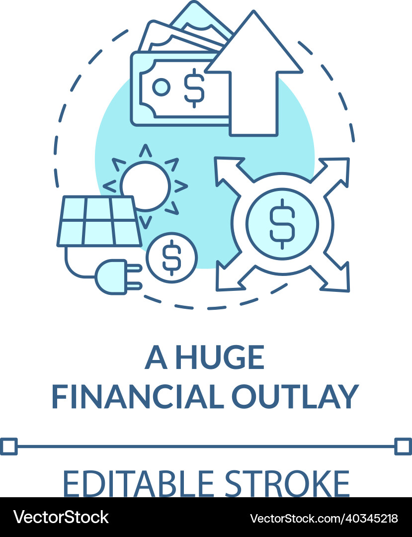 Huge financial outlay blue concept icon Royalty Free Vector