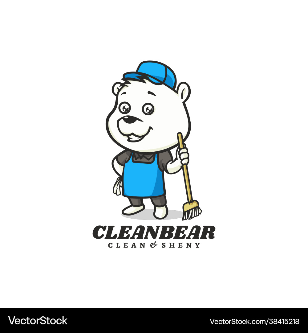 Logo clean bear mascot cartoon style Royalty Free Vector