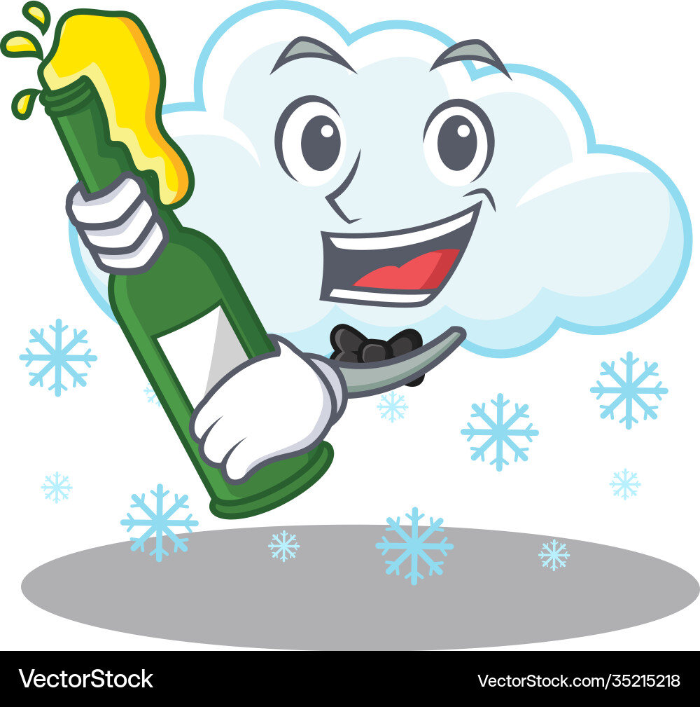 Mascot character design snowy cloud say cheers Vector Image