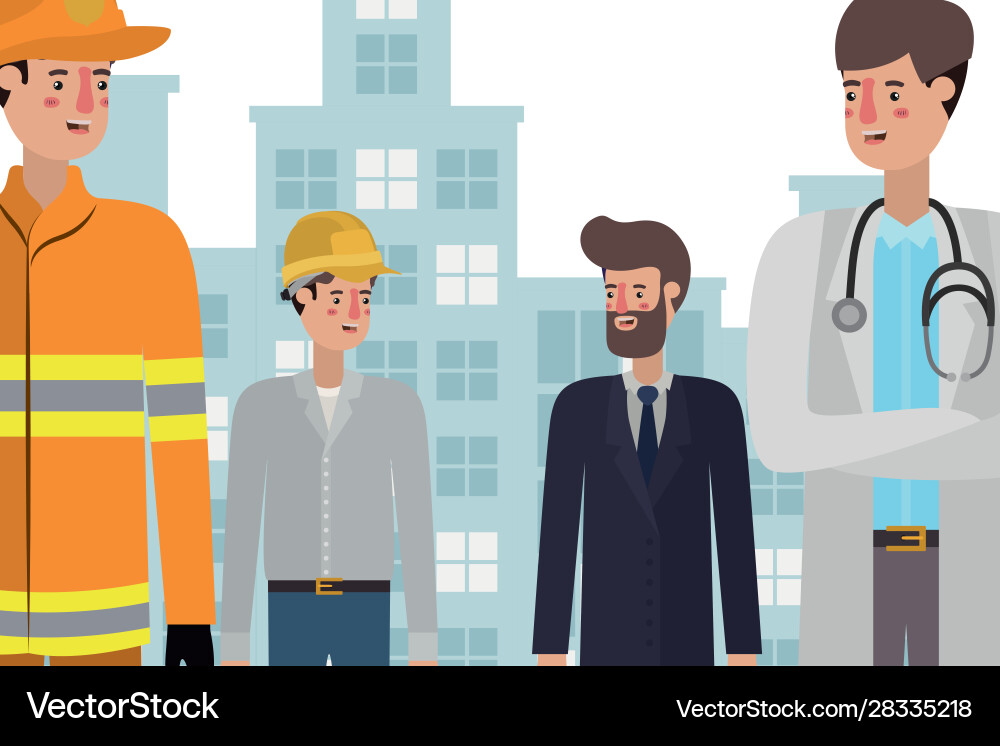 Professional avatars men at city design Royalty Free Vector