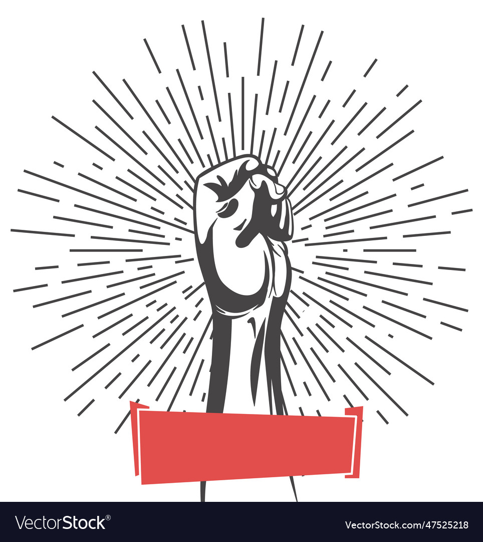 Rised fist hand gesture emblem Royalty Free Vector Image