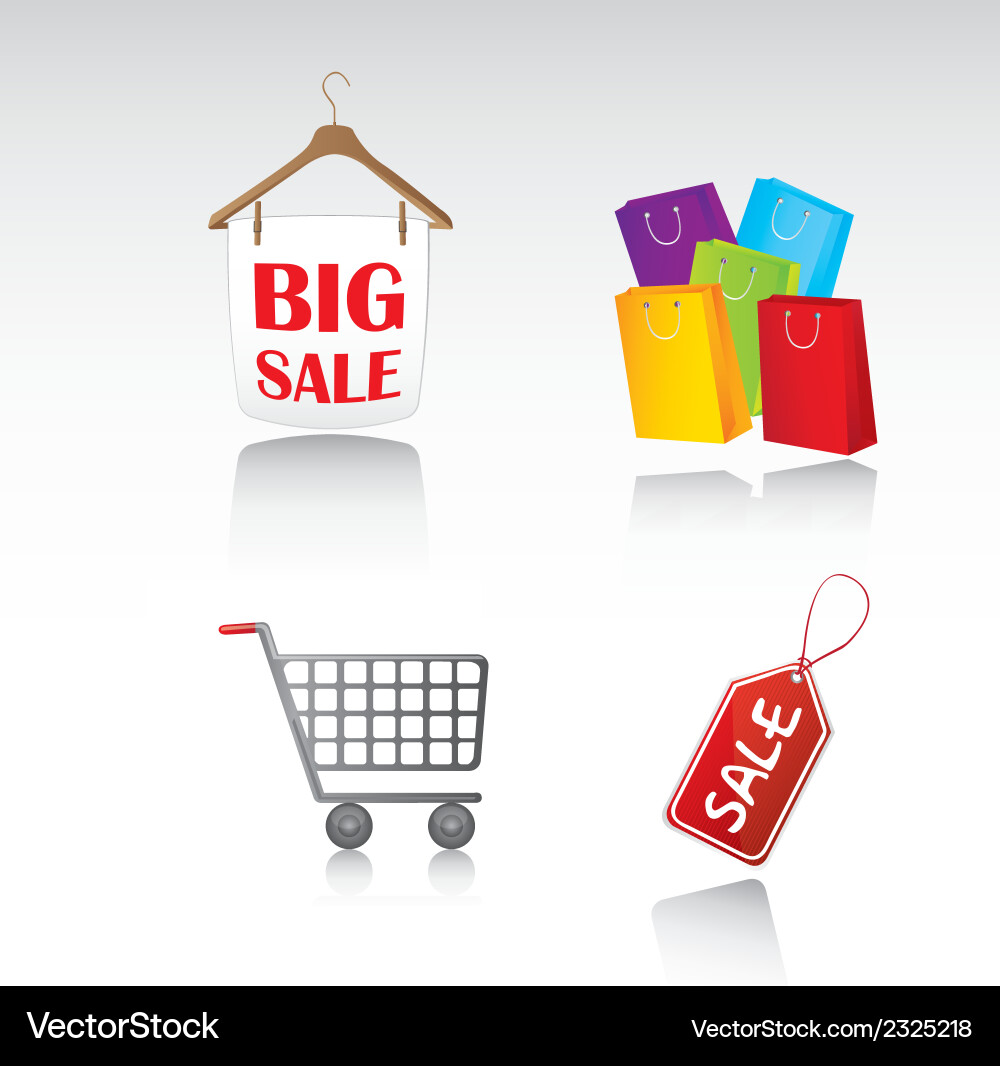 Sale icons with shadow background Royalty Free Vector Image
