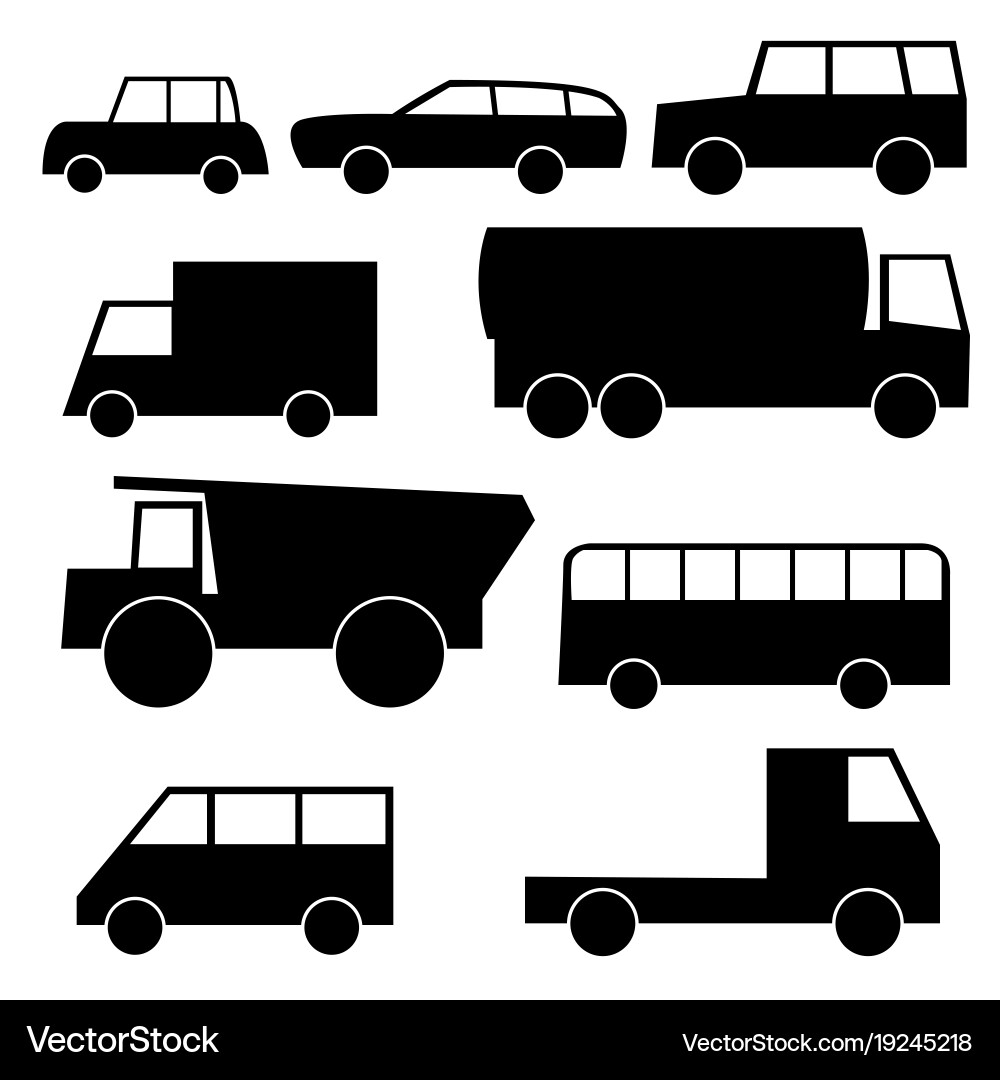 Set icons with wheeled vehicles Royalty Free Vector Image