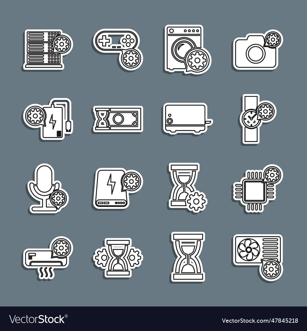 Set line air conditioner setting processor wrist Vector Image Set line air conditioner setting processor wrist Vector Image