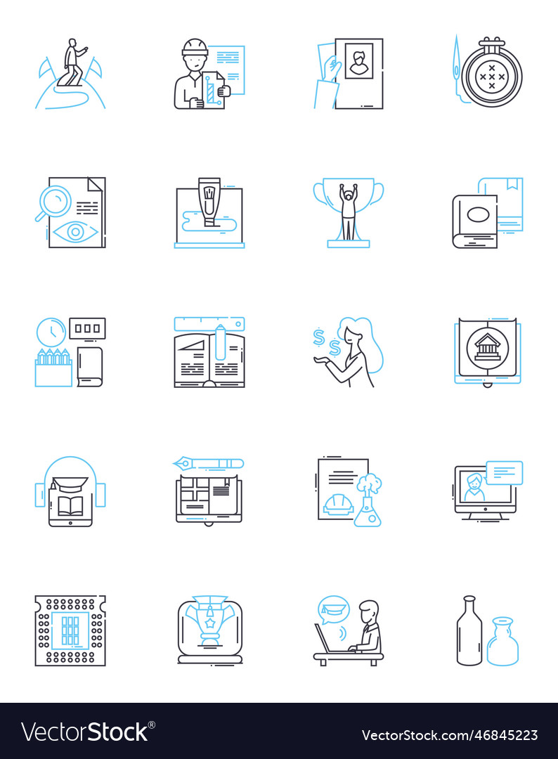 Academic instruction linear icons set education Vector Image Academic instruction linear icons set education Vector Image
