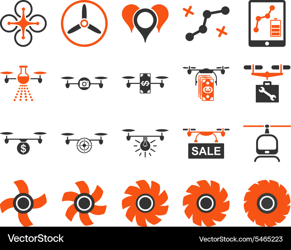 Air drone and quadcopter tool icons Royalty Free Vector