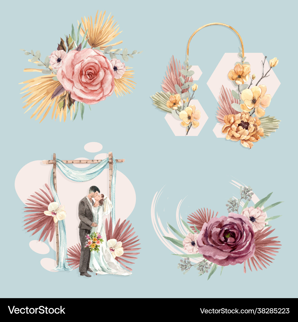 Bouquet with wedding ceremony concept design Vector Image