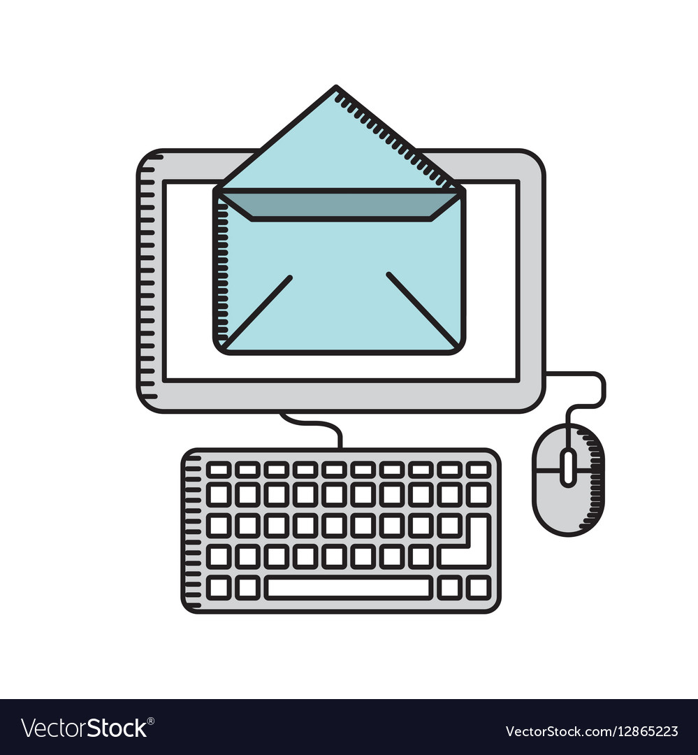 Computer with envelope icon Royalty Free Vector Image