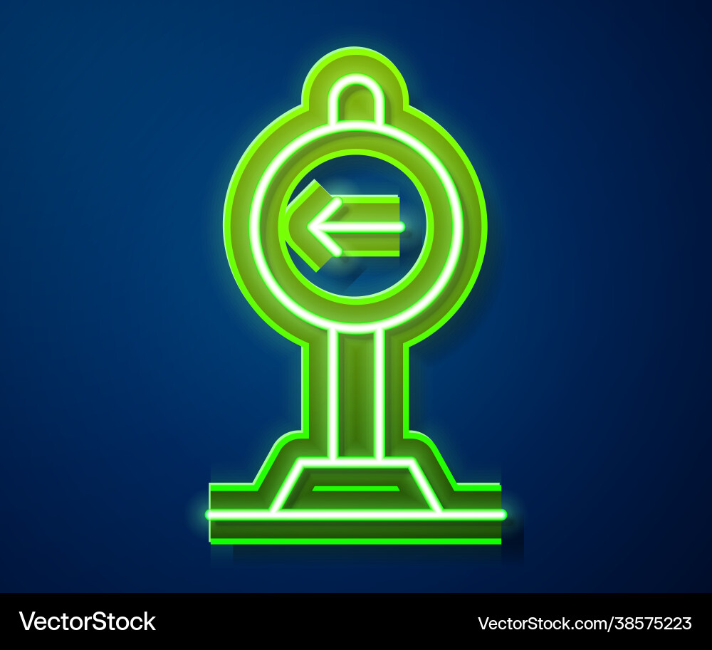 Glowing neon line traffic sign turn left warning Vector Image