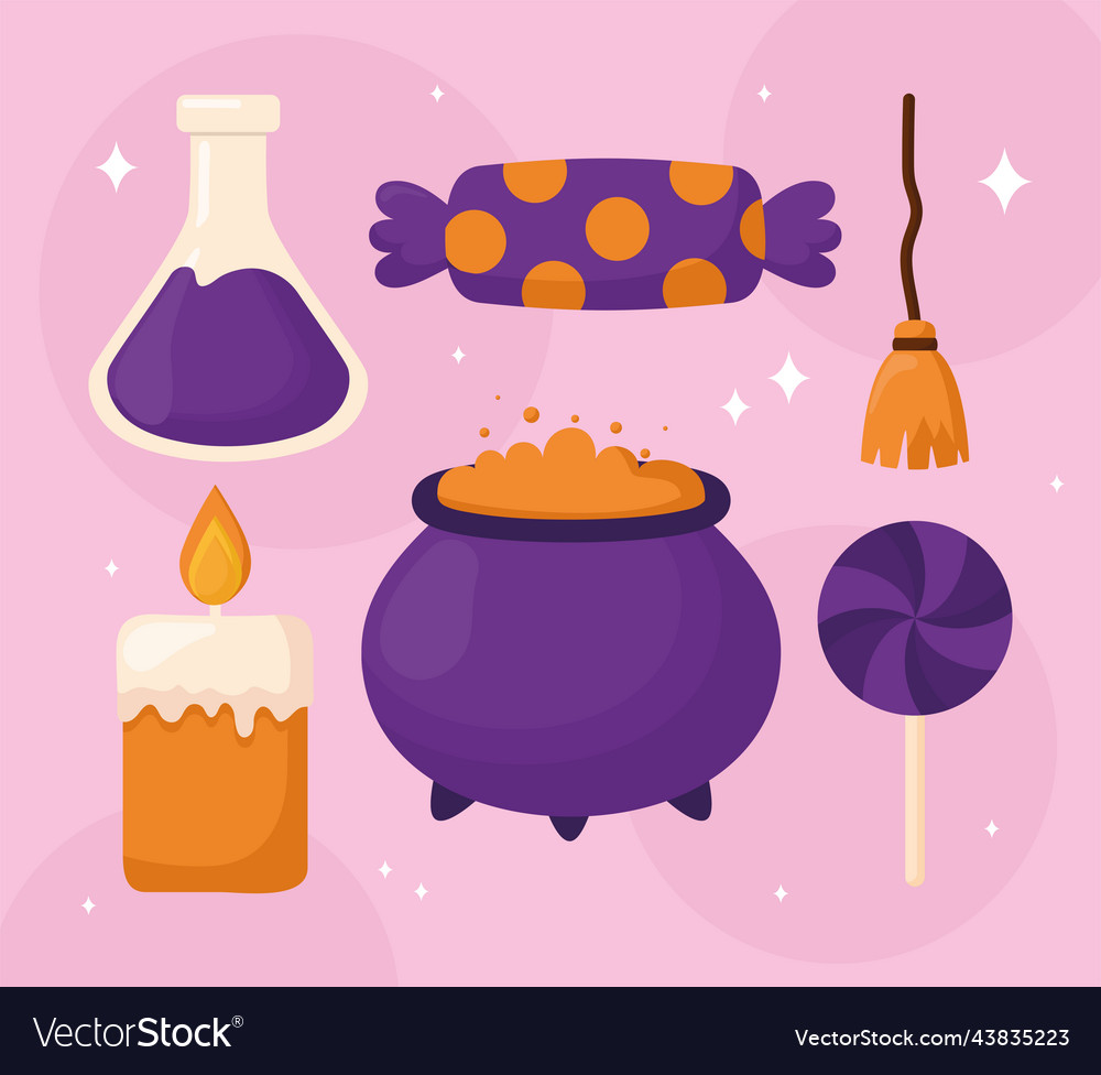 Halloween items bundle Royalty Free Vector Image