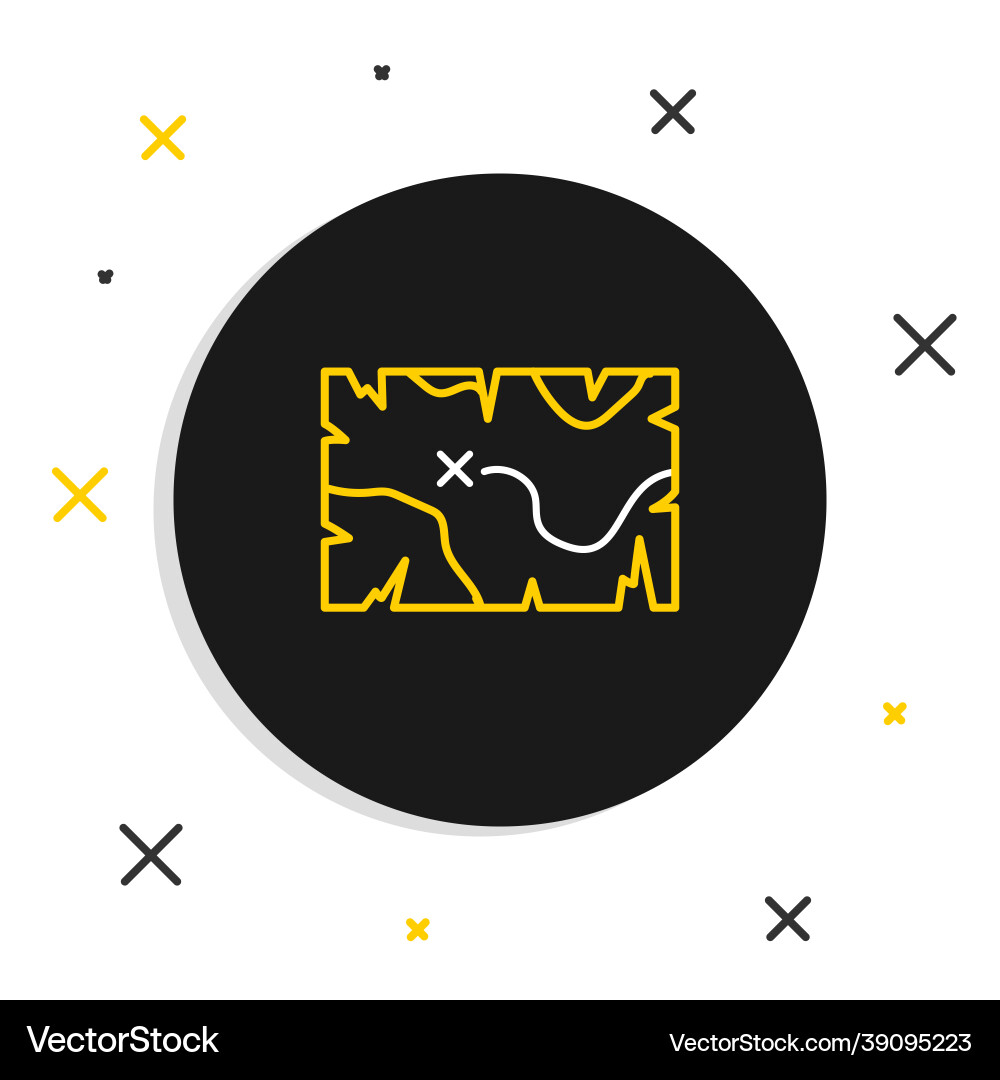 Line pirate treasure map icon isolated on white Vector Image