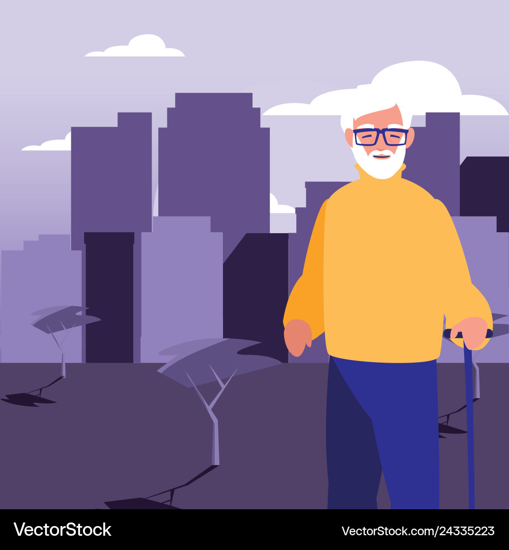 Old man standing in the city Royalty Free Vector Image