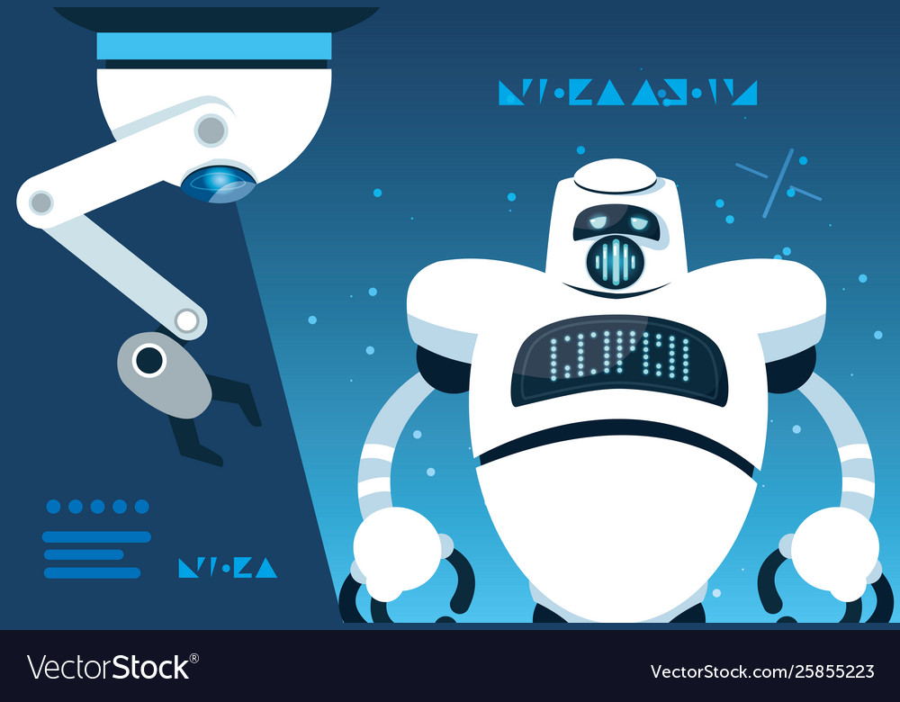 Robot cartoon over blue background Royalty Free Vector Image